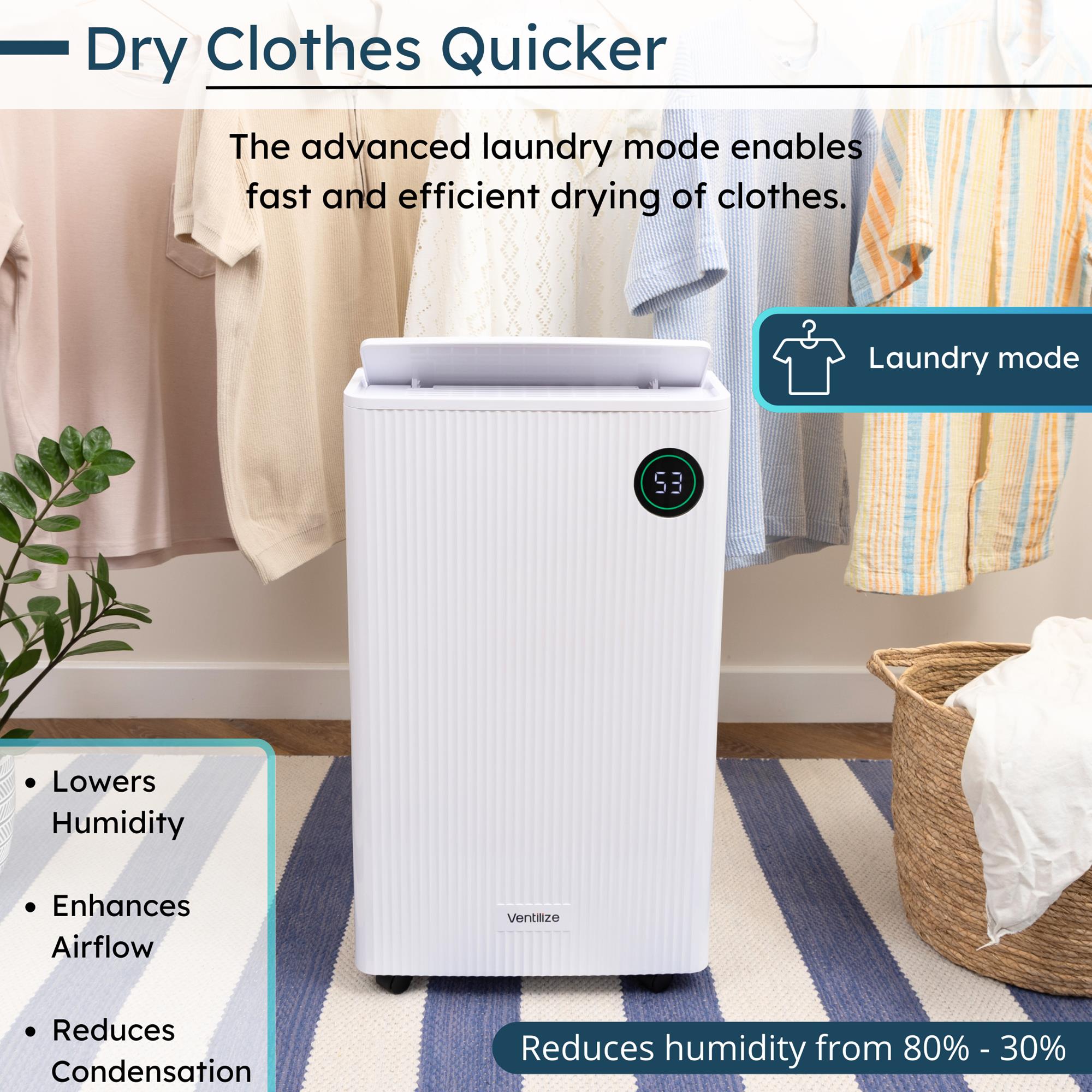 2-in-1 Dehumidifier with Active Carbon Filter & Smart Touch Control ...