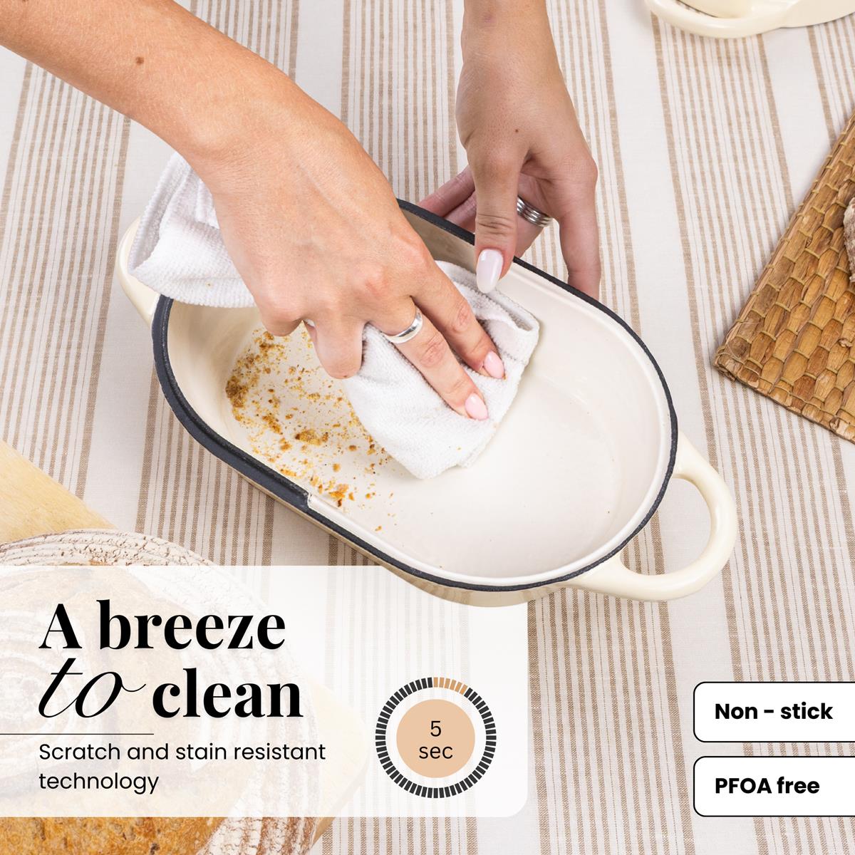 Cream Enamelled Cast Iron Bread Loaf Pan, Non-Stick Dutch Oven - 22x14 ...