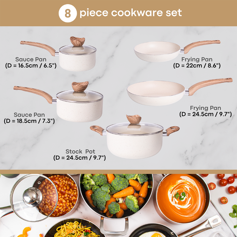 Kitchen Cookware Set of 5, 8, 15 & 35pcs with Lids - Multiple Colours ...